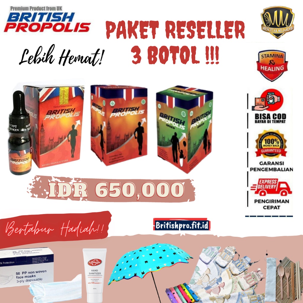 Jual BRITISH PROPOLIS (PAKET 3 BOTOL) | Shopee Indonesia