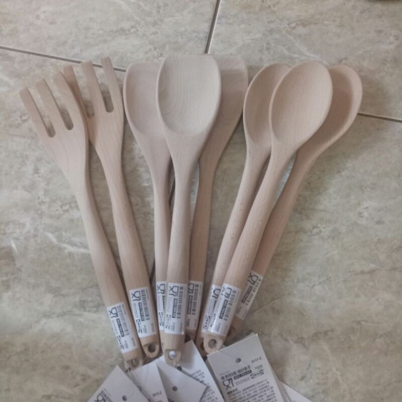 Jual Alat Masak Bahan Kayu IKEA (Garpu, Spatula, Sendok Soup) | Shopee ...