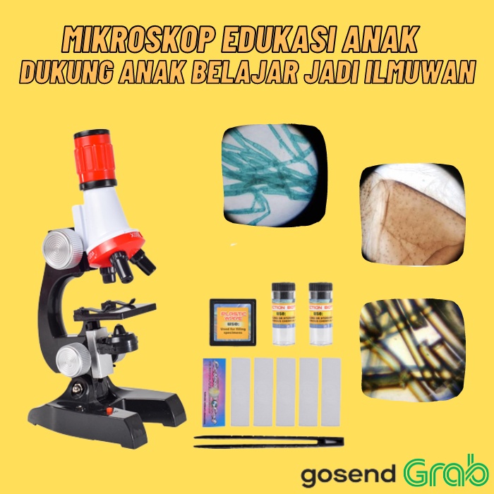 Jual Mikroskop Sains Anak Edukasi Microscop Siswa Sekolah Dengan Pembesaran 100X 400X 1200X Zoom ...
