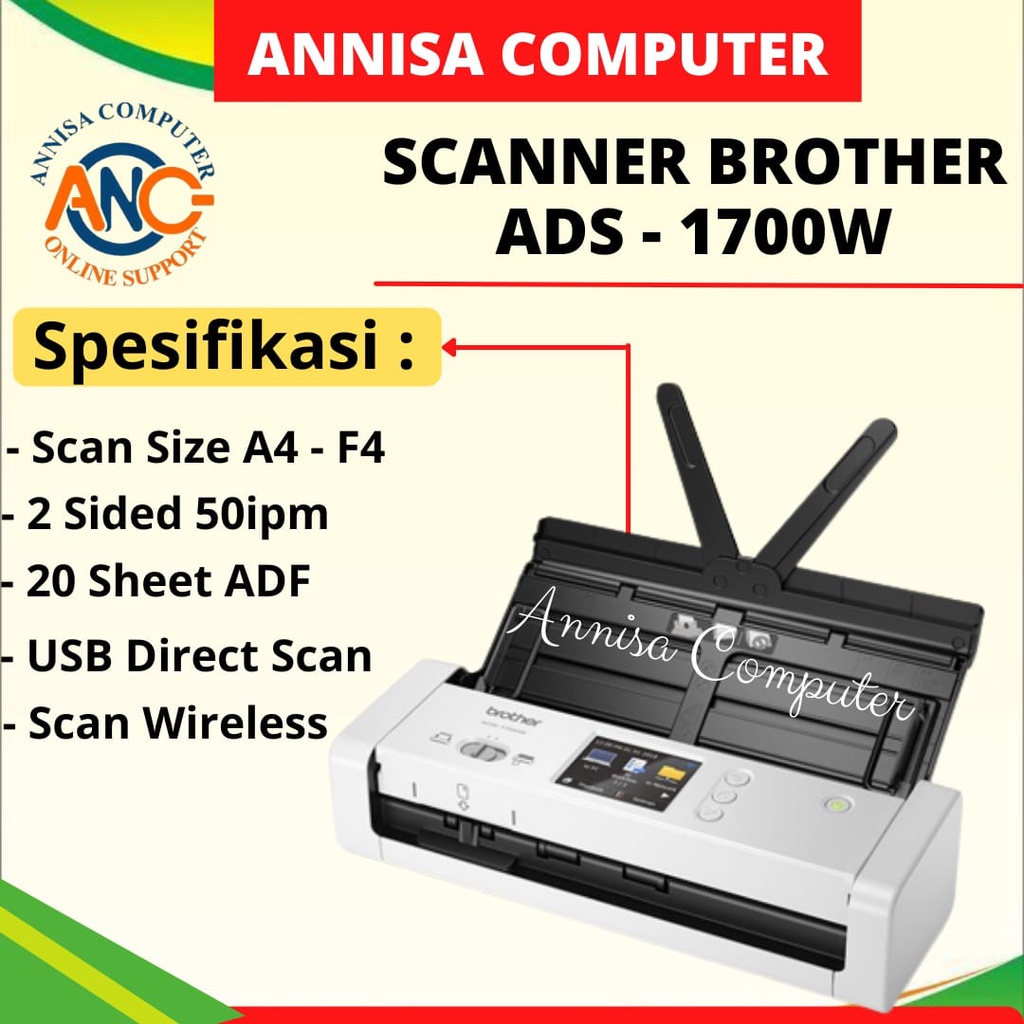 Jual BROTHER ADS -1700W 2 Sided Document Scanner / WiFi ADS1700W Mesin ...