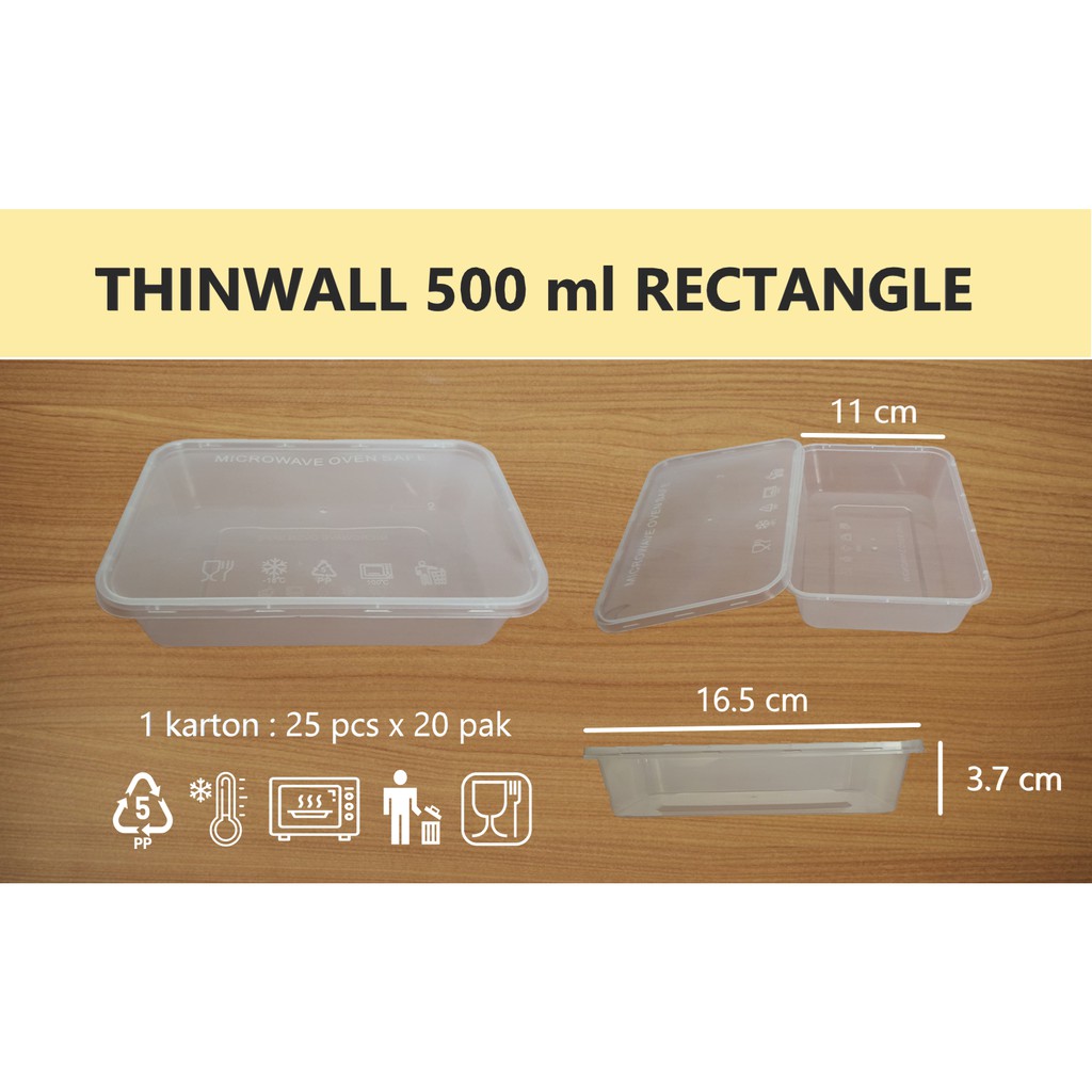 Jual Thinwall 500 ml Rectangle / Kotak Makan Plastik 500 ml Persegi ... Jual Thinwall 500 ml Rectangle / Kotak Makan Plastik 500 ml Persegi ...