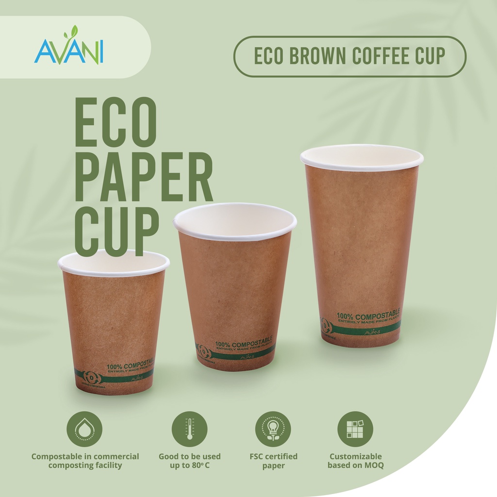 Jual Avani - Paper Cup Coklat 16 oz, Gelas Ramah Lingkungan Tahan Panas ...