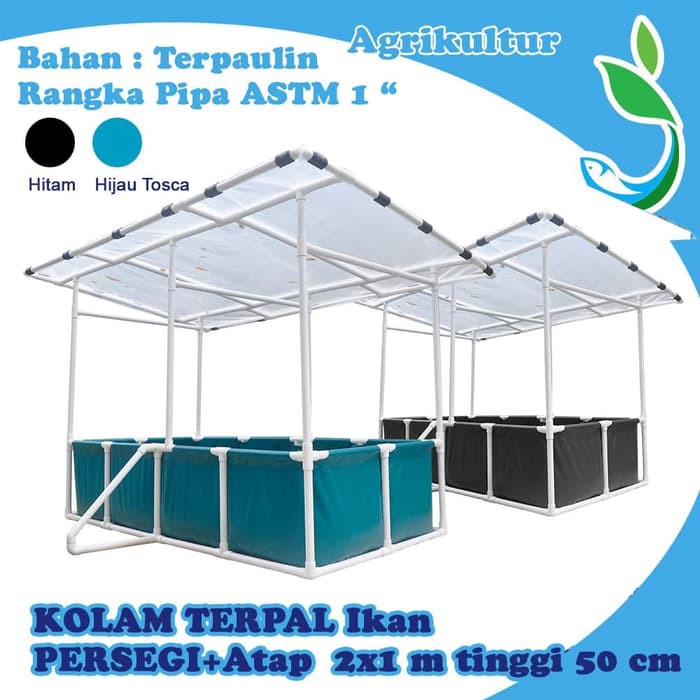 Jual Kolam Terpal knock down kolam ikan pengganti kolam fiber 2x1m Atap ...