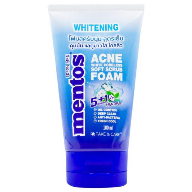 Jual MENTOS facial foam ACNE WHITENHING PORELLESS SOFT SRUB FOAM ...