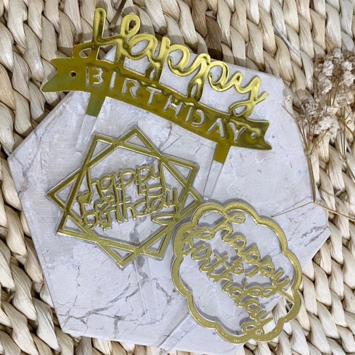 Jual MINI HAPPY BIRTHDAY CAKE TOPPER ISI 25 PCS - HBD GOLD PLATED FOR ...