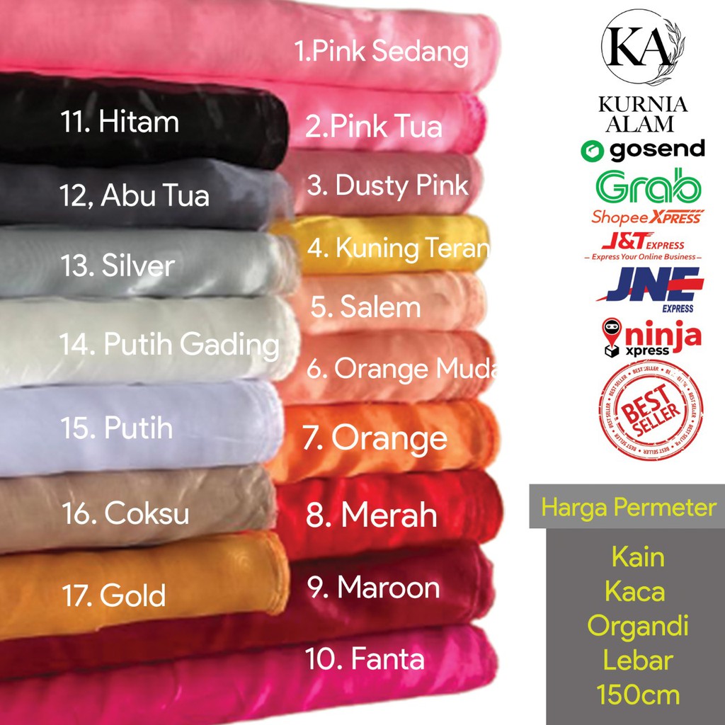 Jual Kain Organdi Organza Kain Kaca Per Meter Lebar 150 cm Ter Murah ...