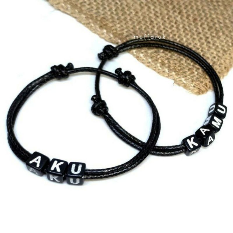 Jual Gelang inisial nama dari 1 huruf sampai 7 huruf/ huruf hitam balok ...