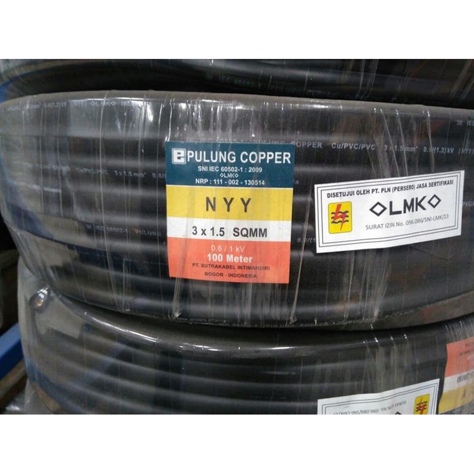 Jual Kabel Listrik Kawat Hitam NYY 2 x 2.5 2 x 2,5 2x2,5 2x2.5 Pulung ...