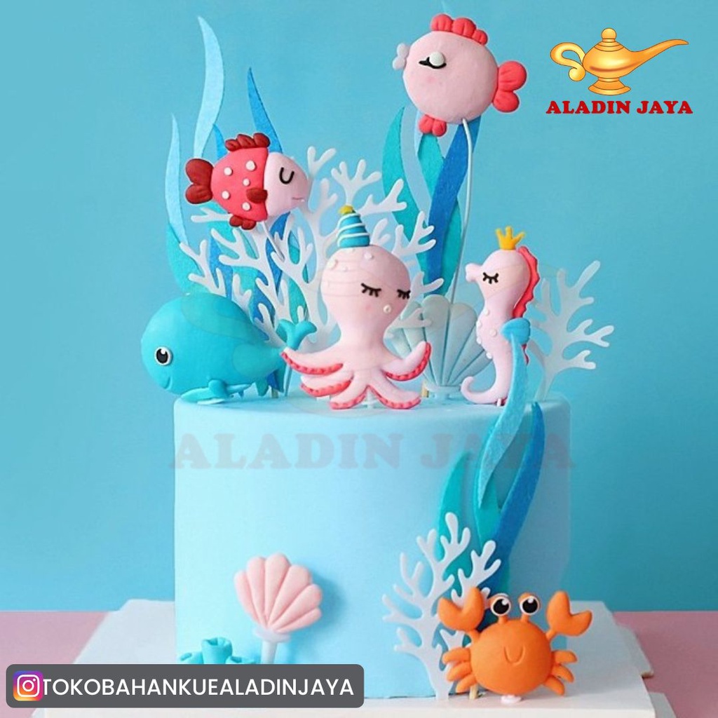 Jual 3D Cake Topper Happy Birthday Tema Hewan Laut Set | Shopee Indonesia