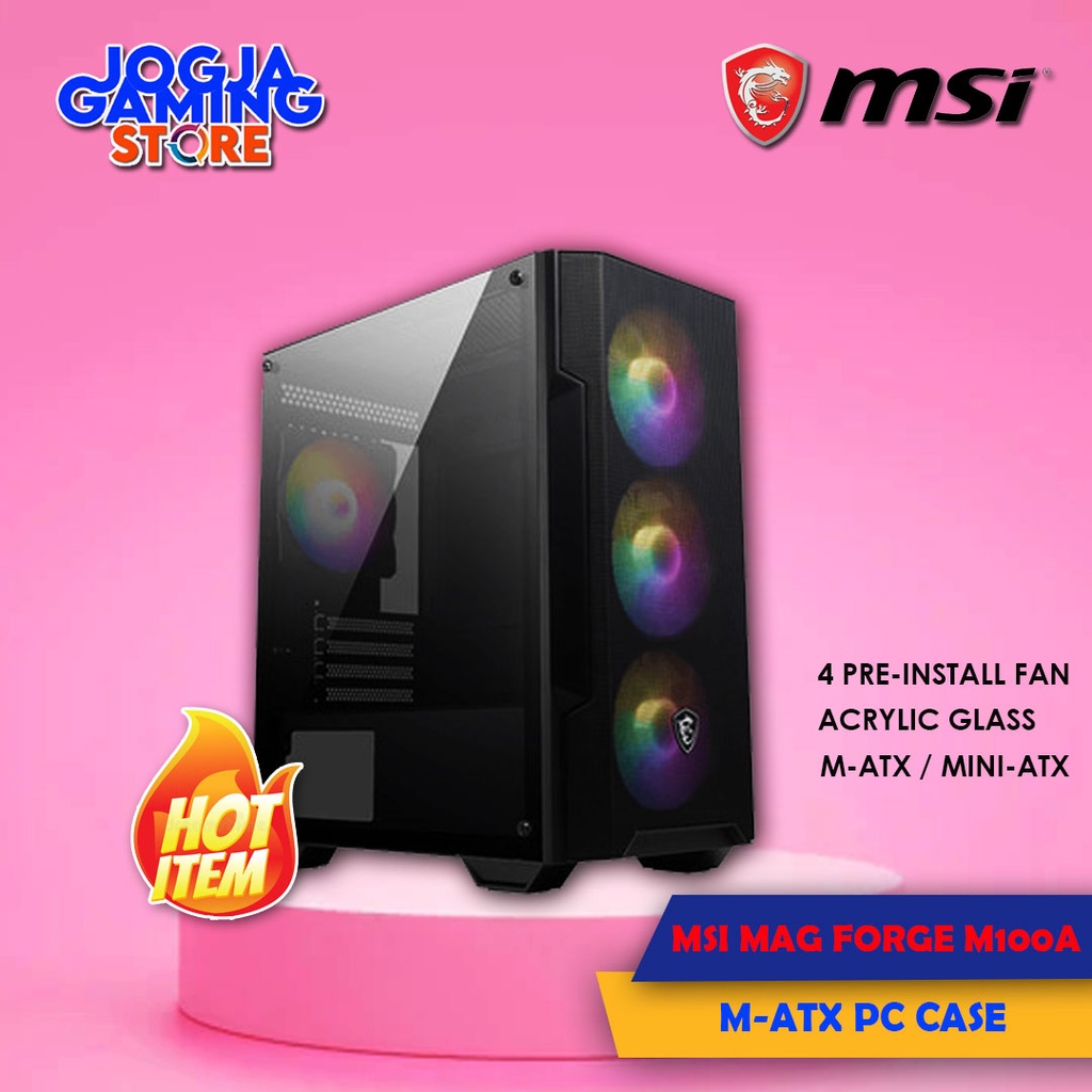 Jual MSI MAG FORGE M100A M-ATX PC Casing [with 4 Pre-install Fan] | Shopee Indonesia