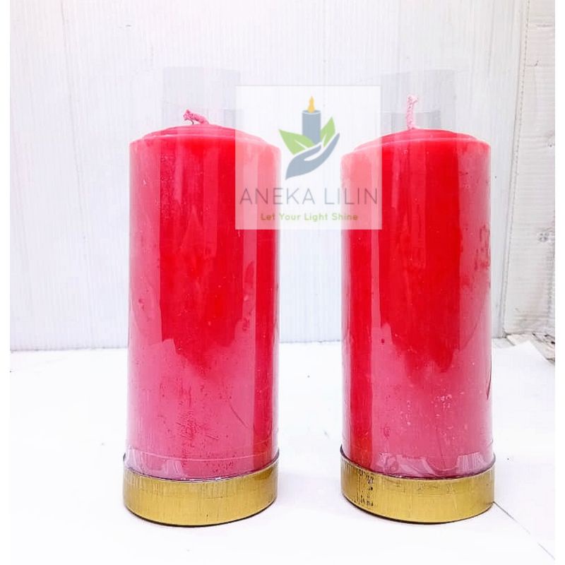 Jual Lilin MERAH POLOS Jumbo/ Lilin Ibadah Sembayang 2 Kati Isi 2 ...
