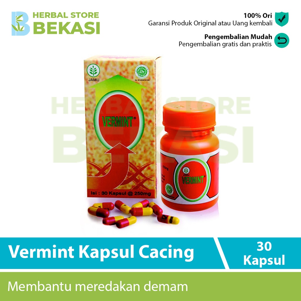 Jual Vermint Kapsul Cacing Isi 30 Kapsul Asli Original BPOM Obat ...