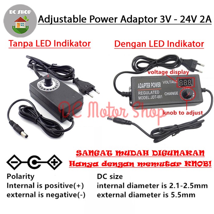 Jual Adjustable Adaptor 3V-24V DC 2A 5V 12V Power Supply Display Voltmeter | Shopee Indonesia