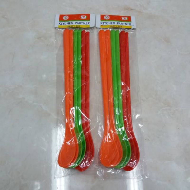 Jual Sendok Melamin Warna Warni 6pcs / Sendok Teh Panjang Melamin Kecil ...