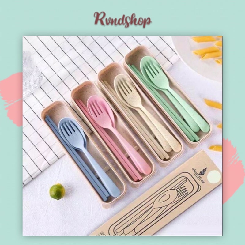 Jual Set sendok jerami / set sendok / set sendok garpu sumpit / set ...