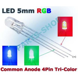 Jual Led RGB 5mm Tri-Color Clear 3 warna Commond Anode 4Pin Red Green ...