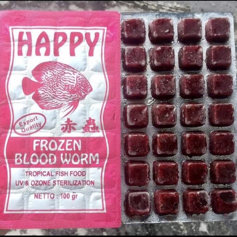 Jual Cacing Beku Happy Makanan Kura Kura Air Ikan / Cabek Premium ...