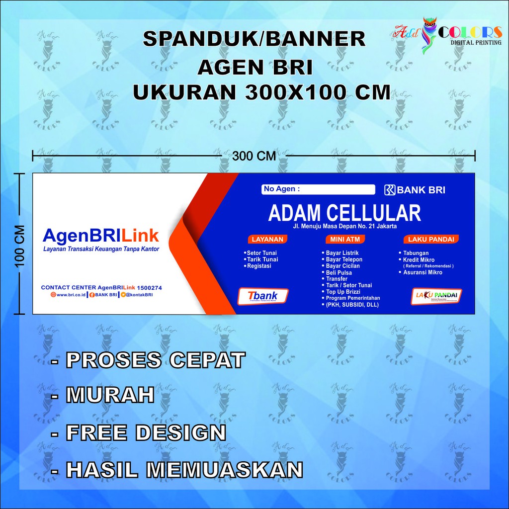 Jual Banner/Spanduk Agen BRI Ukuran 300X100 cm | Shopee Indonesia