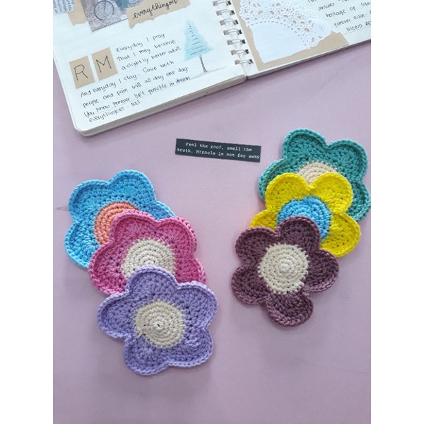 Jual Flower Coaster Crochet (Tatakan Bunga Rajut) | Shopee Indonesia