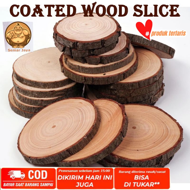 Jual WOODEN Coaster/Wood Slice/Potongan Kayu Decor/Alas Cangkir/Gelas ...