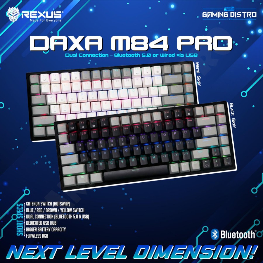 Jual Rexus Daxa M84 Pro Bluetooth Mechanical Keyboard - Rexus Daxa M84 ...