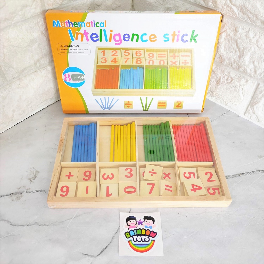 Jual Mainan Stik Kayu Edukasi Berhitung Matematika Balok Angka Wooden ...