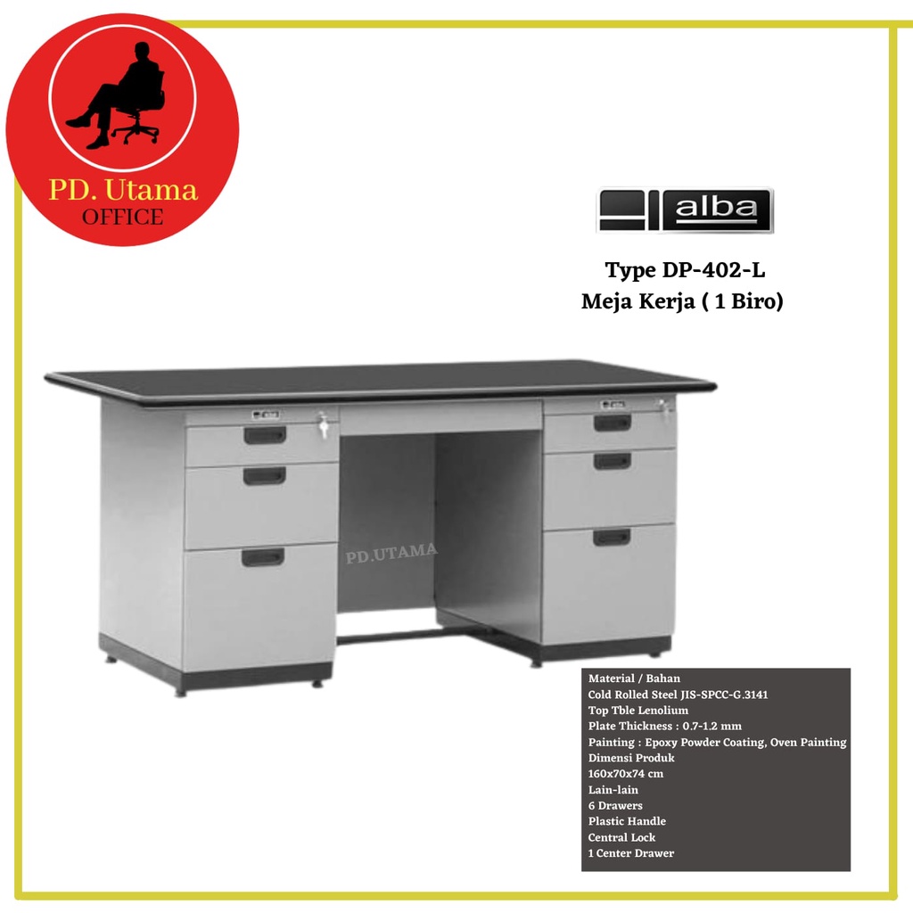 Jual Meja Kerja ALBA DP-402-L (1 Biro) Meja Kantor/Meja Komputer/Meja ...