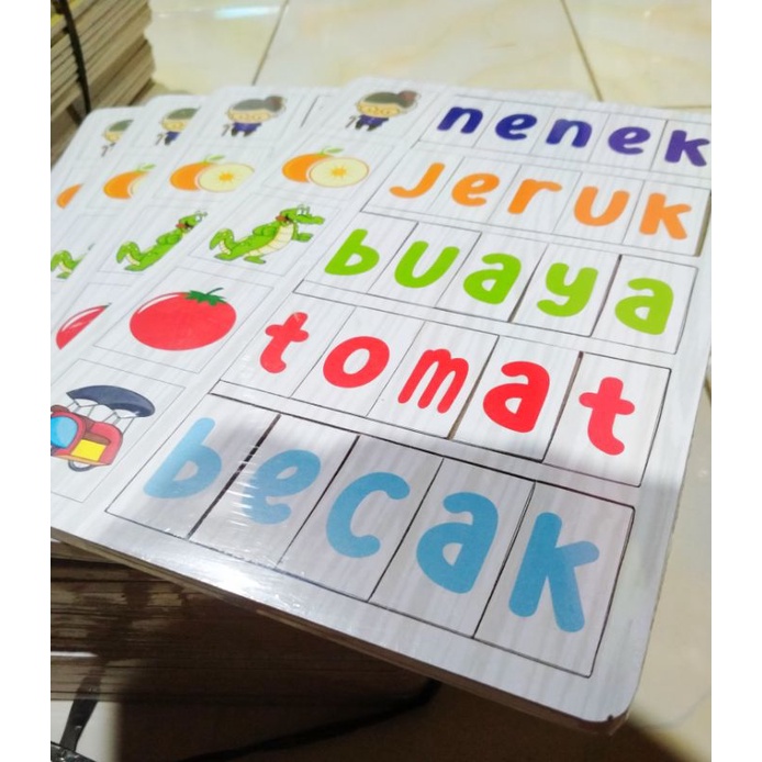 Jual puzzle kayu suku kata - mainan kayu edukasi | Shopee Indonesia