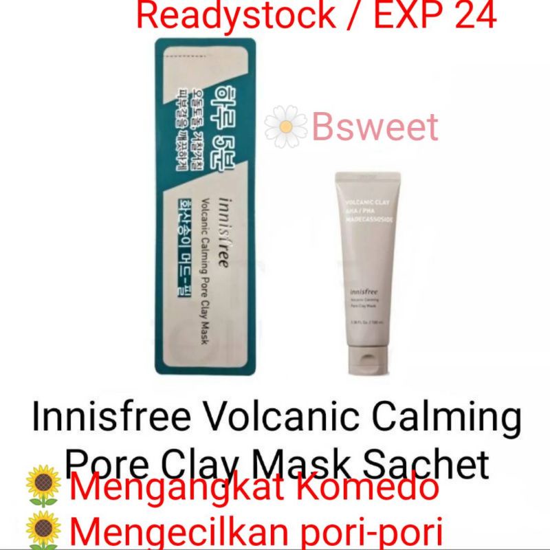 Jual Innisfree volcanic CALMING PORE clay mask sample 3gr atau 15ml | Shopee Indonesia