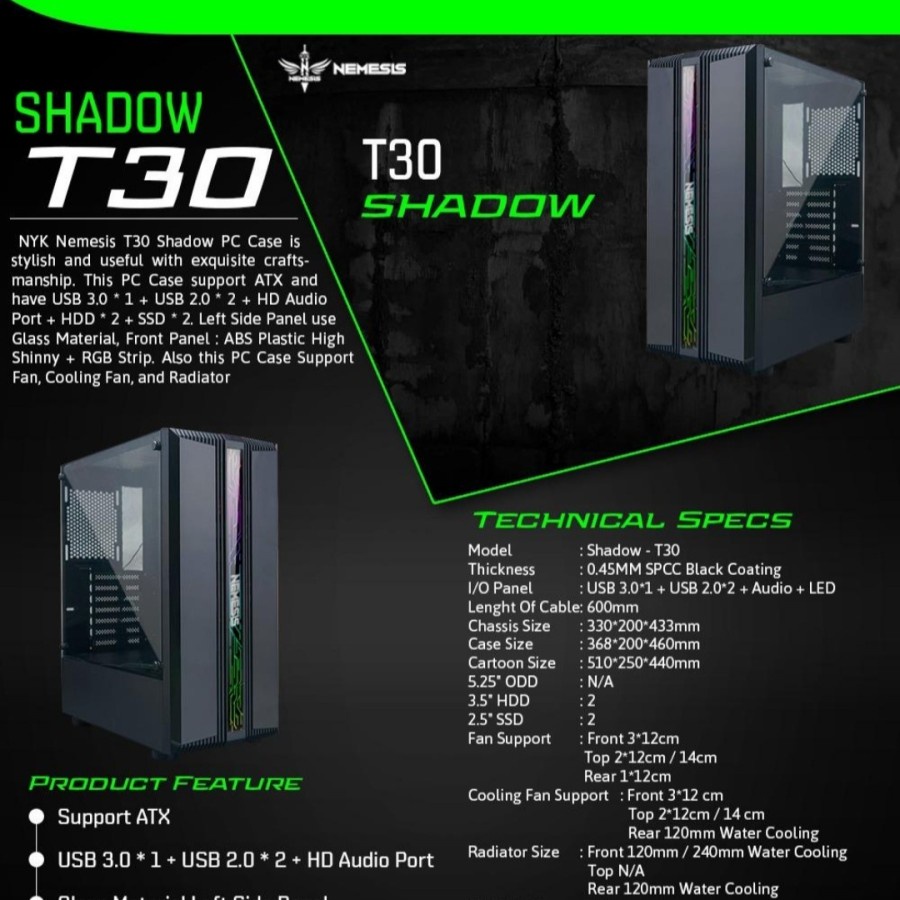 Jual CASING GAMING NYK NEMESIS T30 SHADOW | Shopee Indonesia