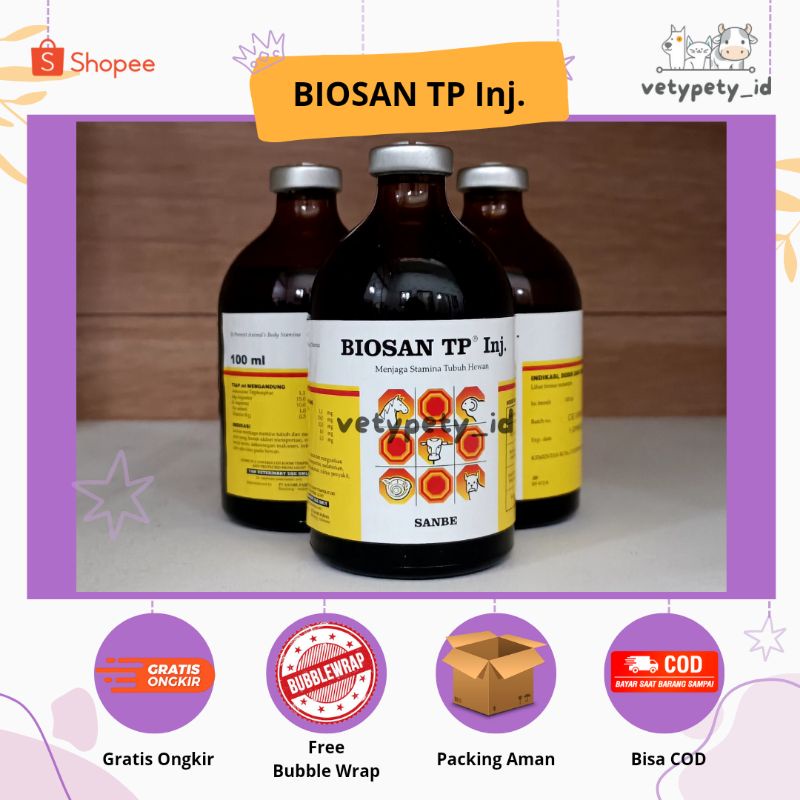 Jual Sanbe BIOSAN TP Inj - Obat Hewan Suplemen Penambah Stamina Tubuh Hewan 100 ml | Shopee ...