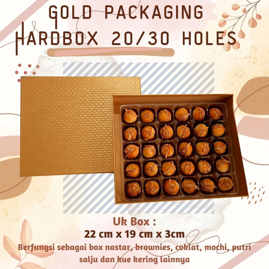 Jual (3SET) GOLD PACKAGING HARDBOX 20 / 30 HOLES HAMPERS PACKAGING BOX ...