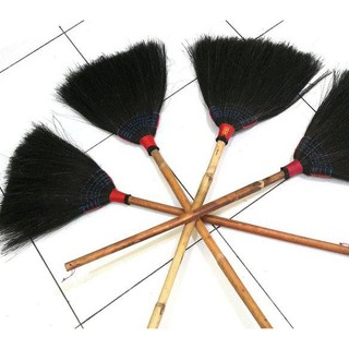 Jual Sapu Ijuk Hitam Gagang ROTAN | Sapu Ijuk Tradisional Anyam Awet ...
