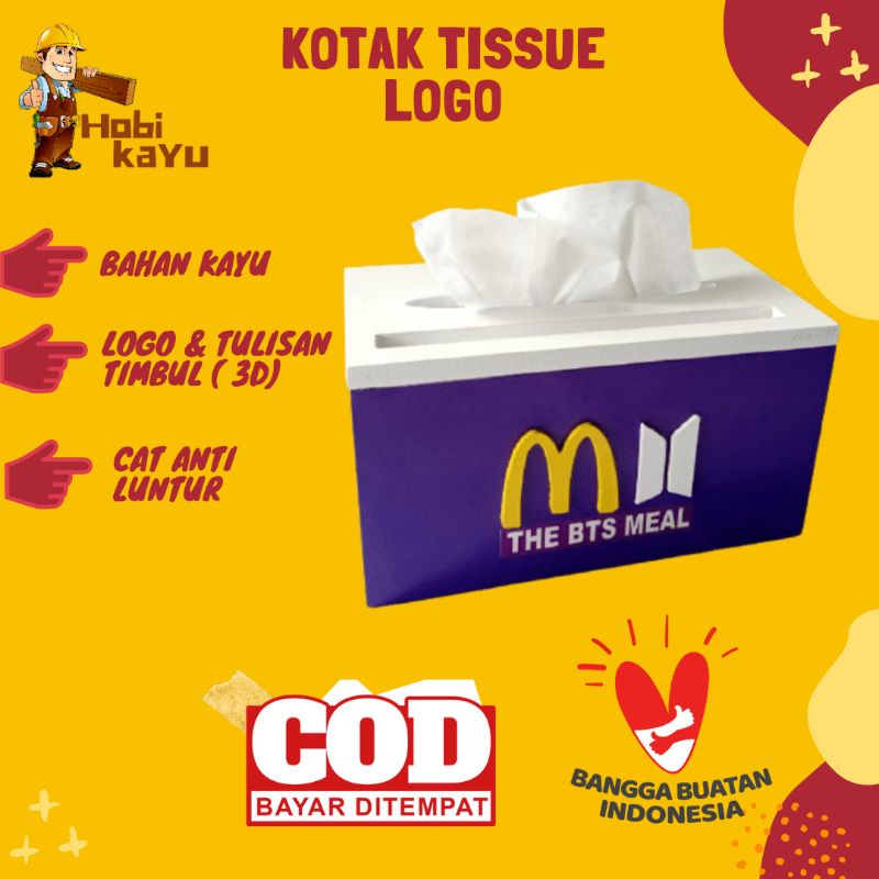 Jual Tempat Tisu Minimalis Hiasan Rumah Box Tissue Logo BTS Kekinian ...