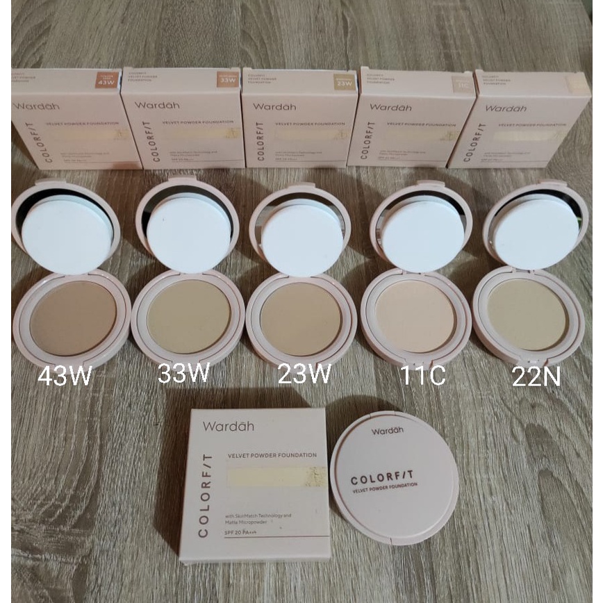 Jual WARDAH COLORFIT VELVET POWDER FOUNDATION SPF 20PA++ KACA 11GR ...