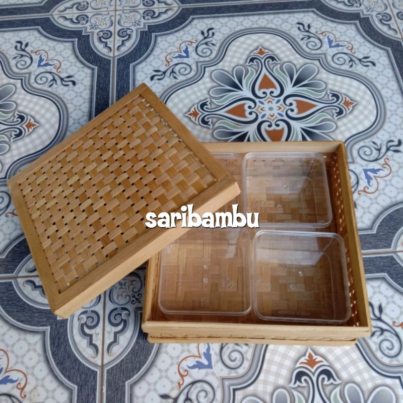 Jual kotak bambu 23cm/box bambu/hampers bambu/rantang toples/box toples ...