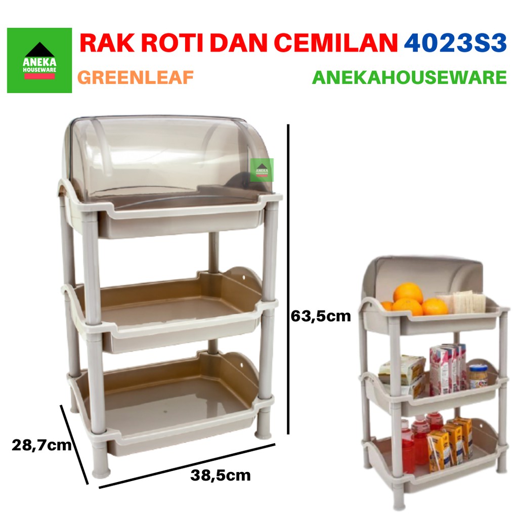 Jual Rak Tempat Roti Serbaguna Plastik Susun 3 4023 S3 Green Leaf ...