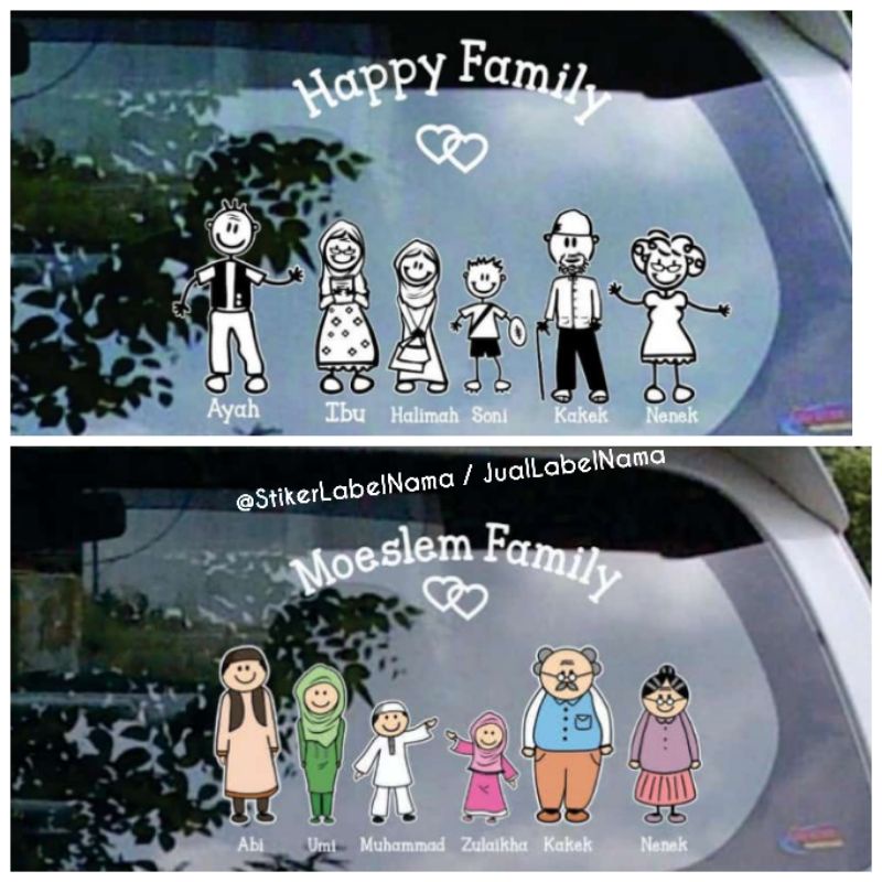 Jual STIKER FAMILY CAR / STIKER KACA MOBIL / STIKER KELUARGA / FAMILY ...