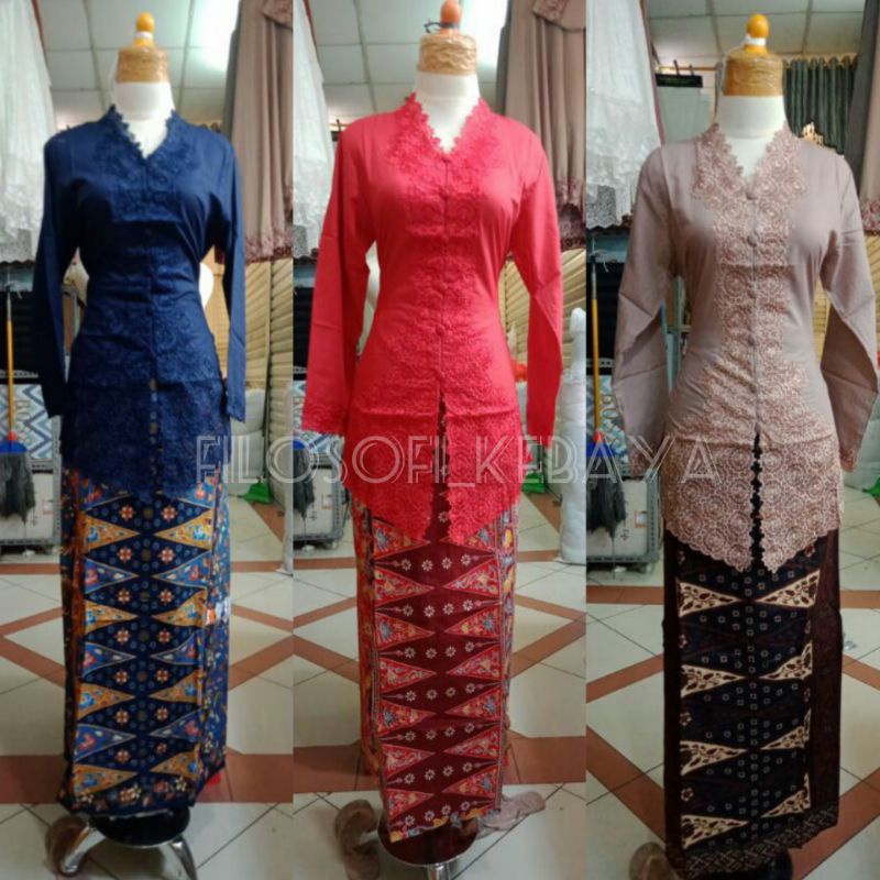 Jual SET KEBAYA ENCIM DEWASA POLOS SENADA TANGAN PANJANG // KEBAYA ...