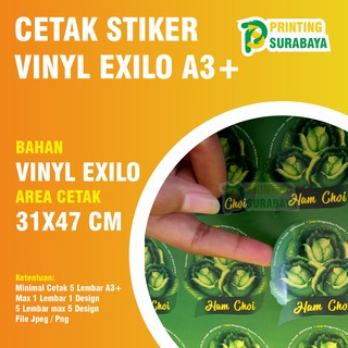 Jual CETAK STIKER VINYL EXILO A3+ MURAH STIKER LABEL KEMASAN | Shopee ...
