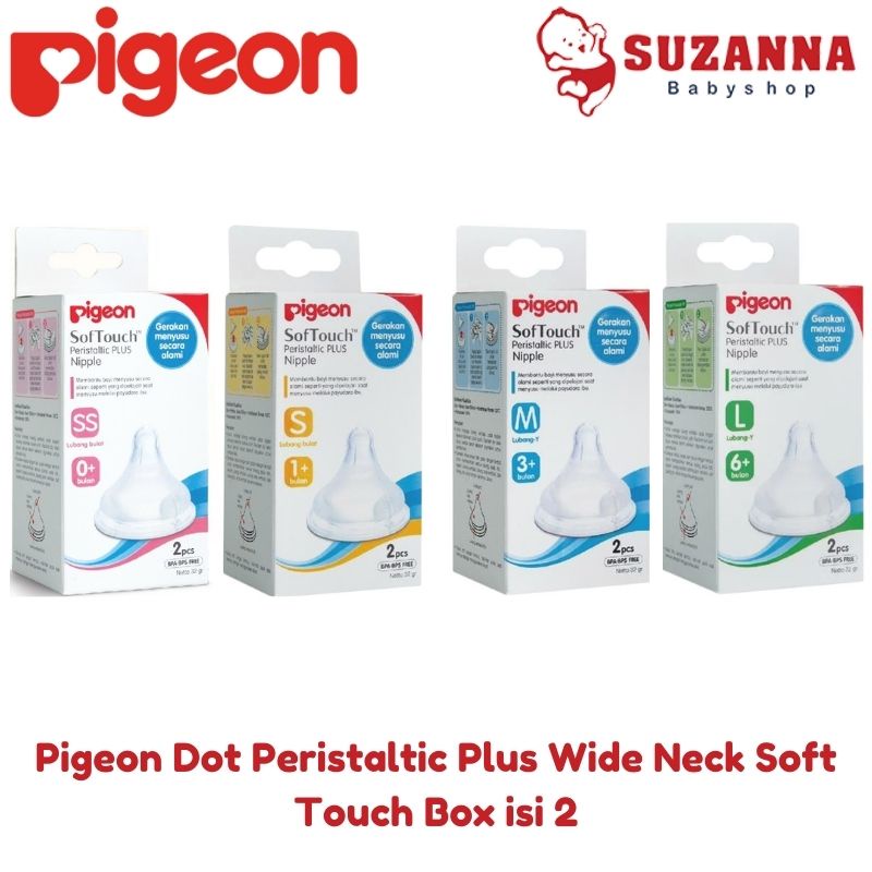 Jual Pigeon Dot Peristaltic Plus Wide Neck Soft Touch Box isi 2 | Shopee Indonesia
