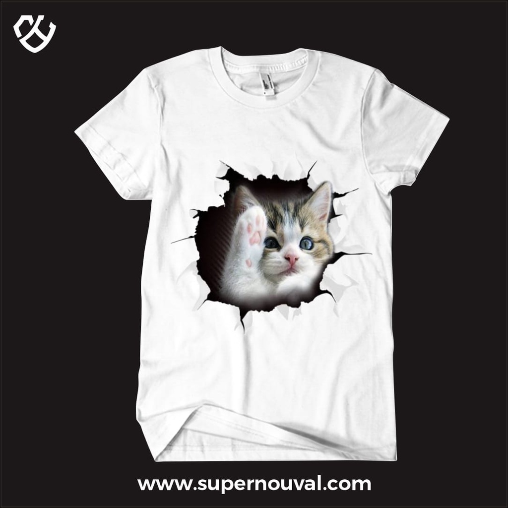 Jual Kaos Katun Combed 30s DISTRO Kekinian Design Gambar KUCING 3D ...
