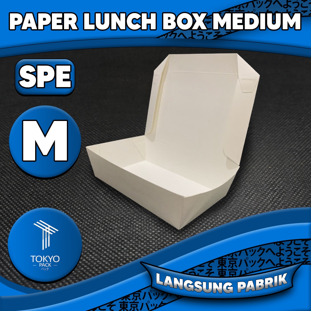 Jual Paper Lunch Box Size M Food Grade Kemasan Makanan Kotak Putih ...