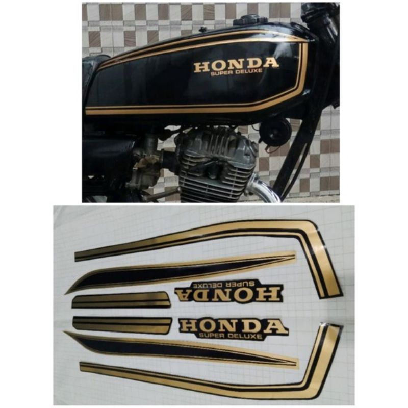 Jual sticker striping stiker gl 125 gl 100 super deluxe hitam gold ...