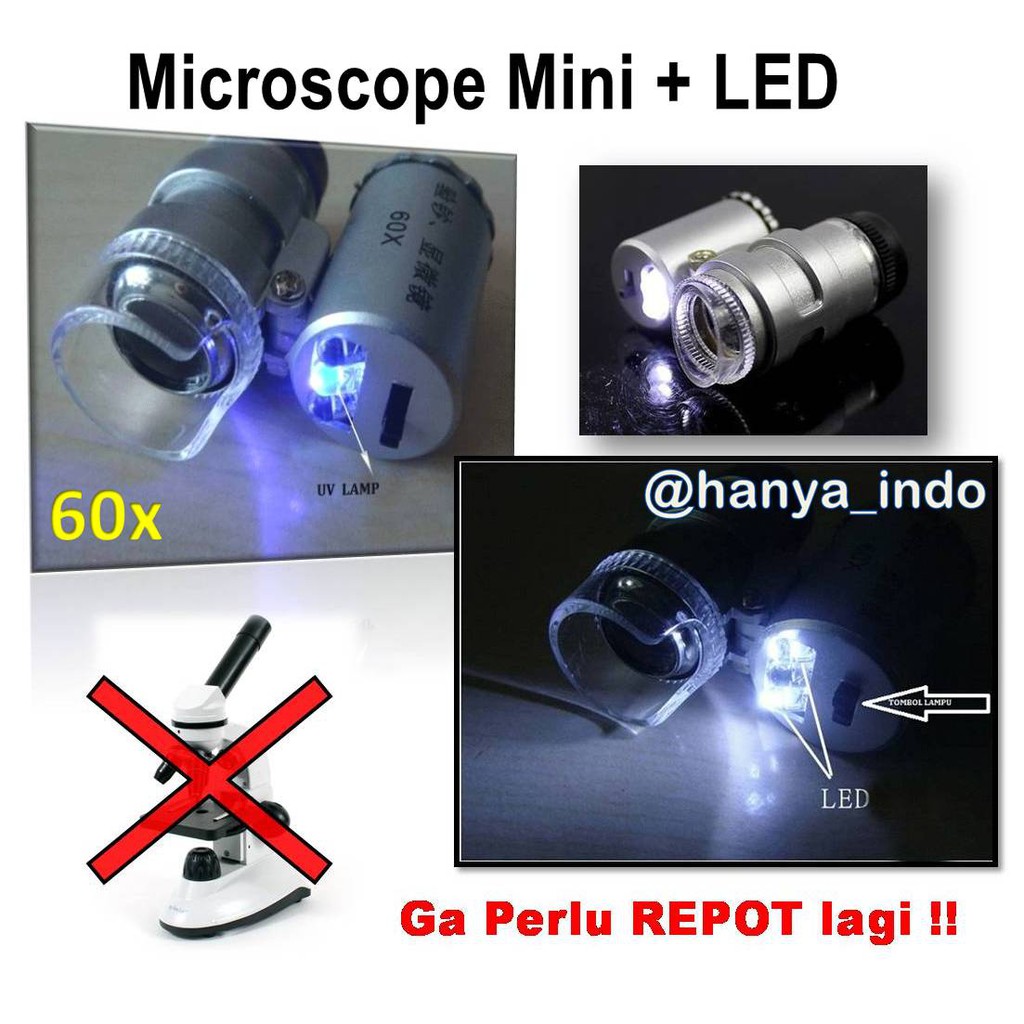 Jual BARANG UNIK !! Mikroskop Mini Zoom 60x + Lampu LED Bisa Untuk Cek ...