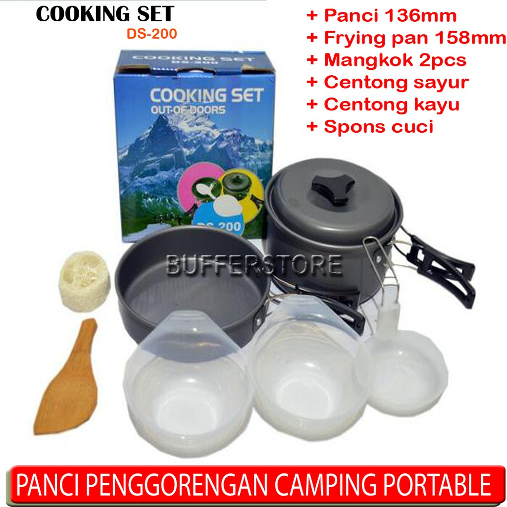 Jual cooking set ds 200 nesting panci portable camping Indonesia|Shopee Indonesia