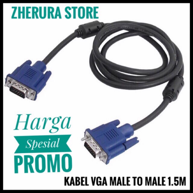 Jual Kabel VGA 15Pin Male ke Male M/M untuk Monitor Komputer Panjang 1.5m | Shopee Indonesia