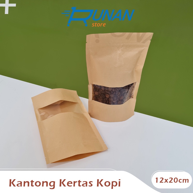 Jual Kantong Kertas Kopi Zip Lock Kraft Paper Bag 12x20cm Kemasan ...