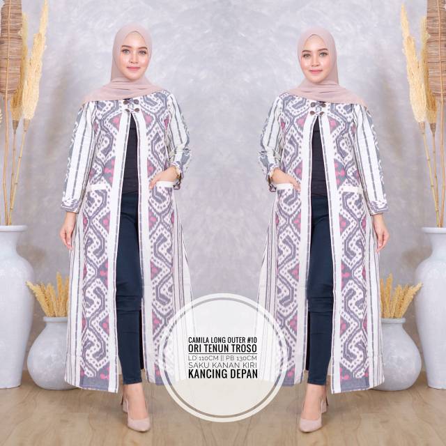 Jual Long Outer Tenun Lurik Troso Asli Jepara (Camila Long Outer) Indonesia|Shopee Indonesia