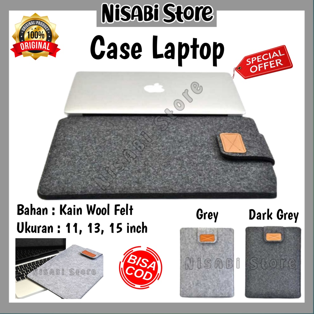 Jual Case Sarung Laptop 11 13 15 inch Grey Polos Soft Sleeve Macbook ...